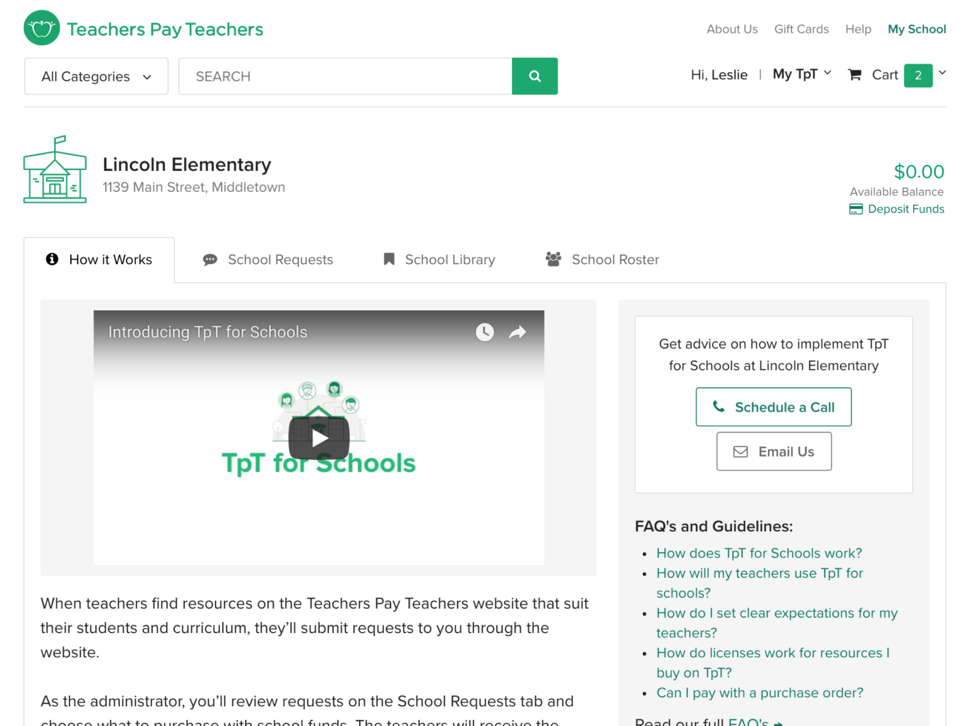 TpT for Schools Payment System – Michael Waltzer | Product Designer